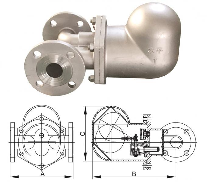 PN16 1/2''-3'' Uninterrupted Flange type SS304 Lever ball Float steam ...